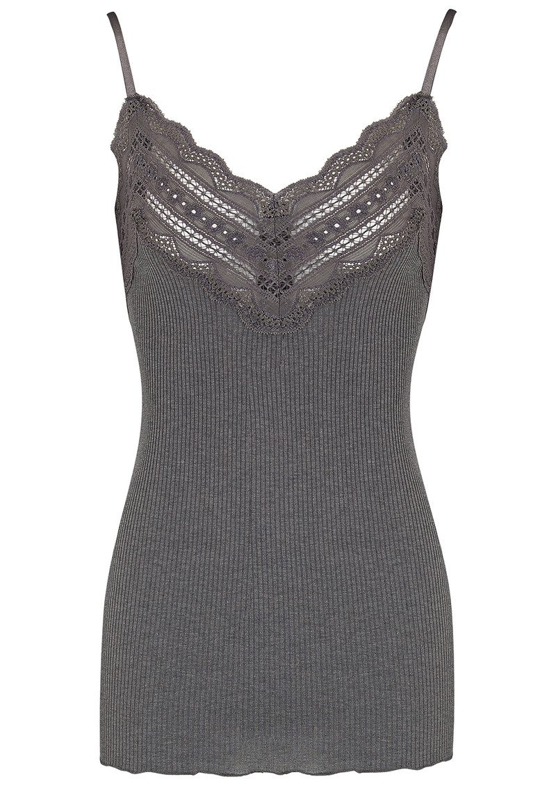 Rosemunde Wide Lace Strap Top - Dark Grey Melange