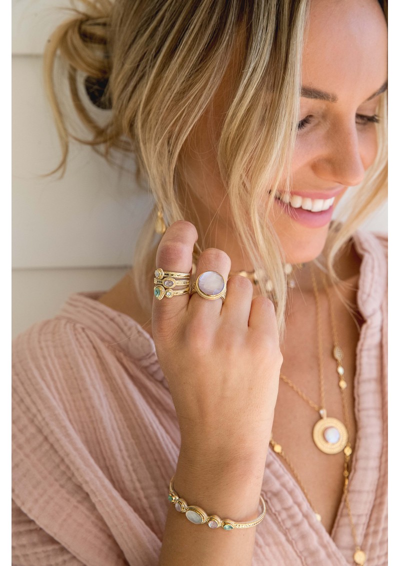 ANNA BECK Pre Order Morning Glory Green Amethyst & Guava Stacking Ring ...