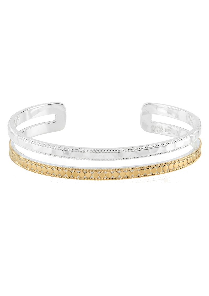 ANNA BECK Signature Hammered & Dotted Double Band Cuff - Gold & Silver