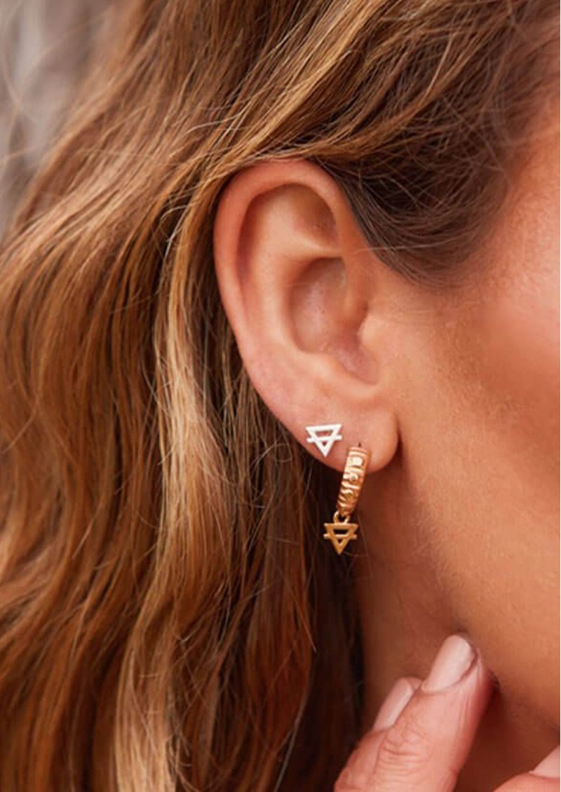 ChloBo Sacred Earth Mini Earth Charm Hoops - Silver